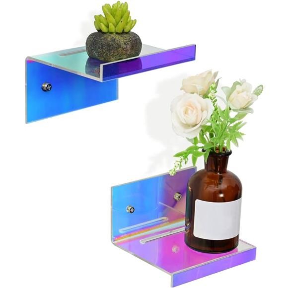 Other | Reoyourt Iridescent Acrylic Wall Shelf Set 2 Pack Floating Wall ...